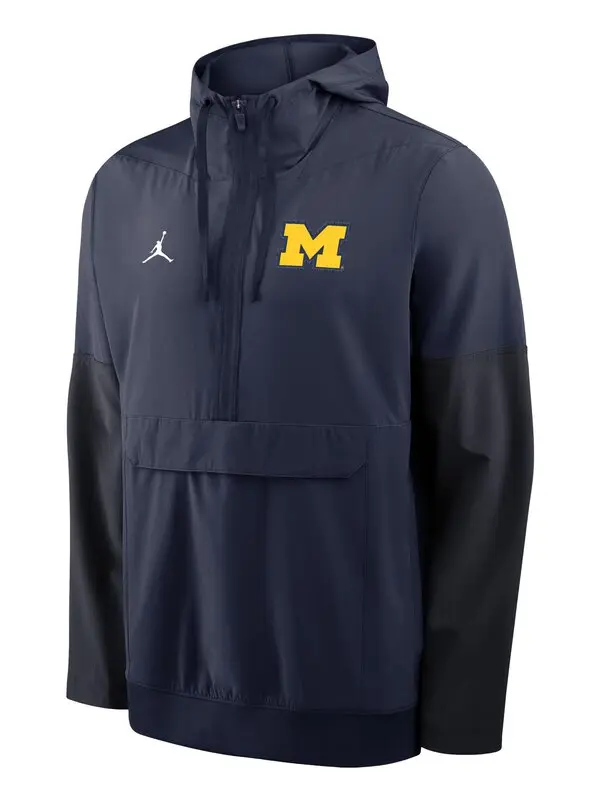 JORDAN Michigan College 1/2-zip Hooded Anorak Jacket - Blue