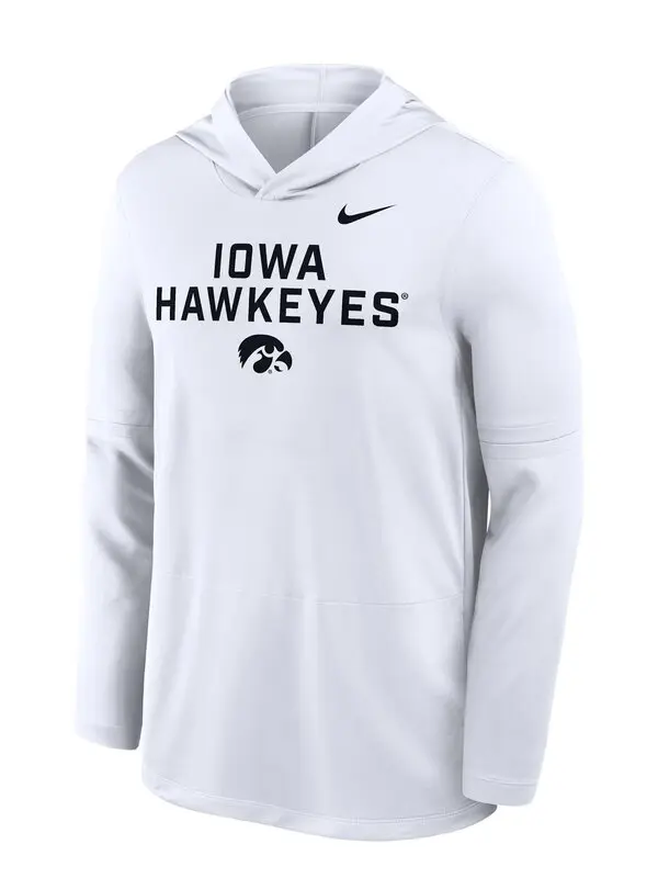 Nike Iowa Sideline Dri-fit College Long-sleeve Hooded Top - White