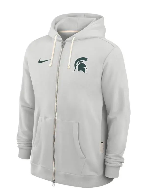 Nike Michigan State Sideline Dri-fit College Full-zip Hoodie - Grey