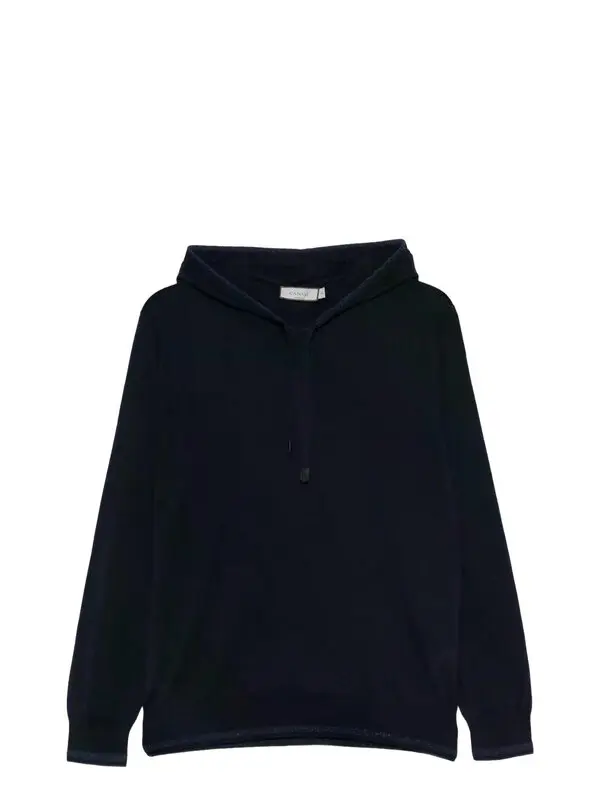 Canali Merino Wool Hooded Pullover - Blue