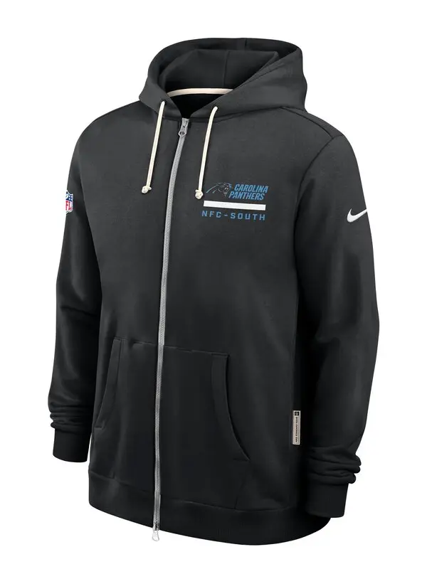 Nike Carolina Panthers Utility Player Sideline Dri-fit Nfl Full-zip Hoodie - Black