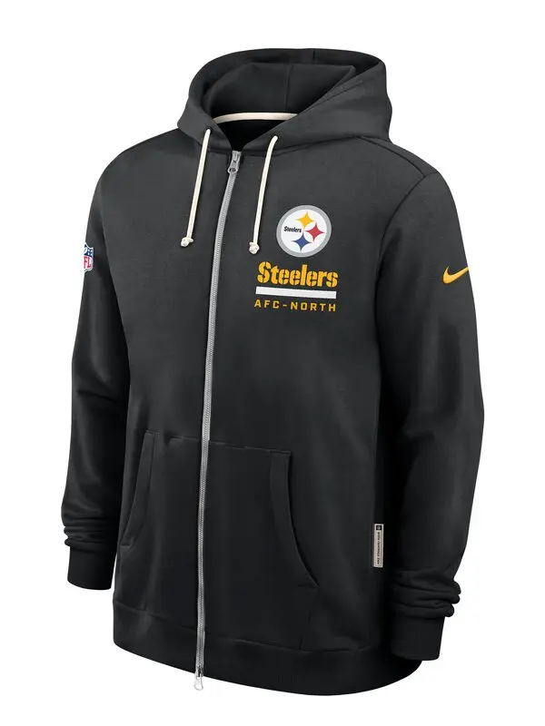 Nike Pittsburgh Steelers Utility Player Sideline Dri-fit Nfl Full-zip Hoodie - Black