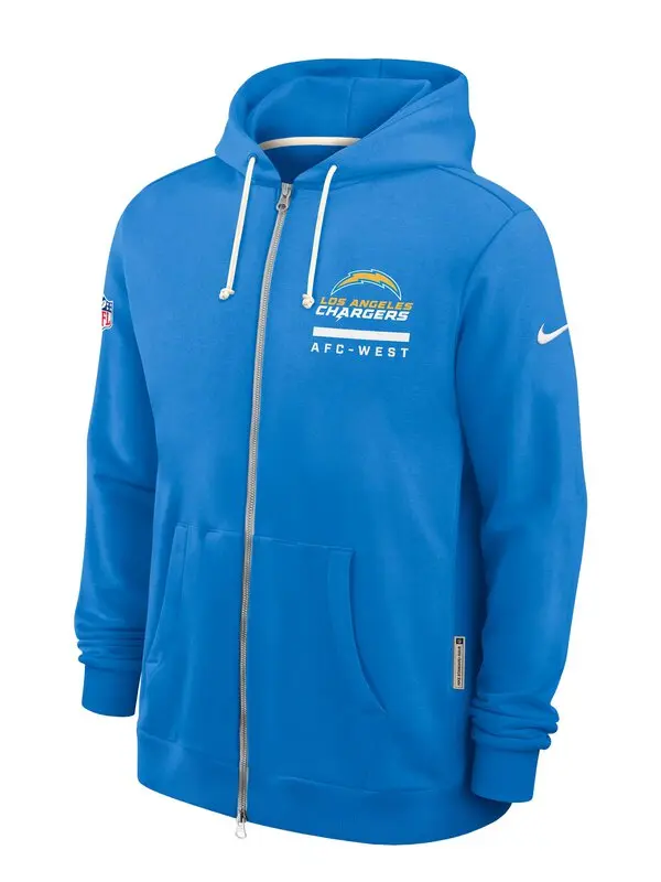 Nike Los Angeles Chargers Utility Player Sideline Dri-fit Nfl Full-zip Hoodie - Blue