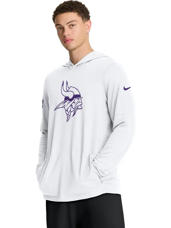 Nike Minnesota Vikings Option Read Dri-fit Nfl Long-sleeve Hooded Top - White