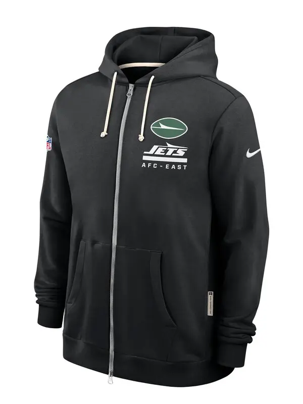 Nike New York Jets Utility Player Sideline Dri-fit Nfl Full-zip Hoodie - Black