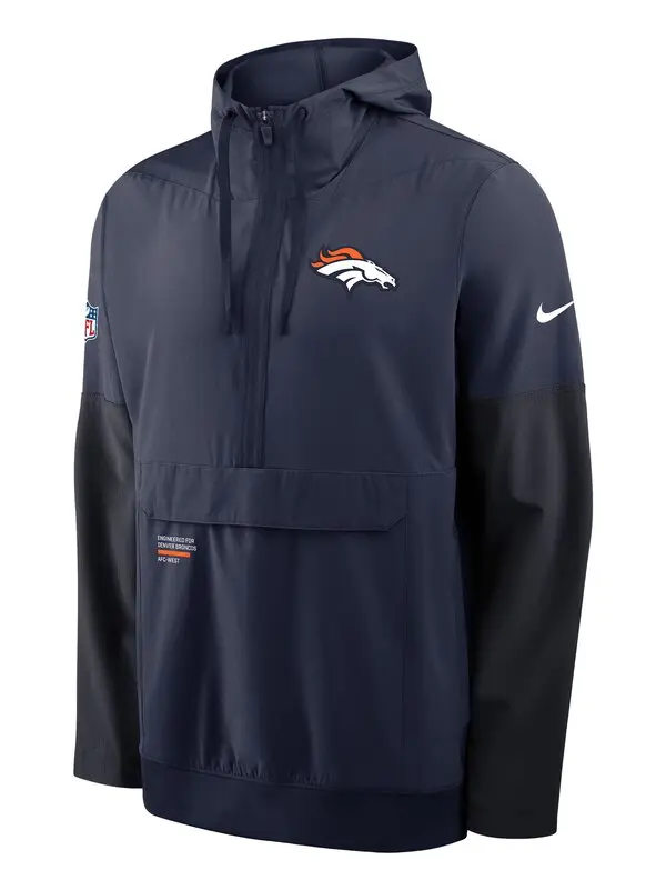 Nike Denver Broncos Nfl 1/2-zip Hooded Anorak Jacket - Blue