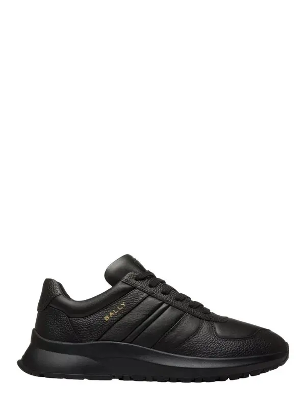 Bally Outline Grained Leather Ribbon Sneakers - Black