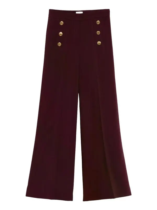Seductive Bridget Button-detailed Wide-leg Trousers - Red