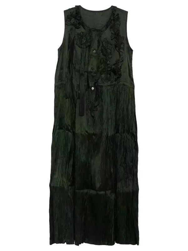 CHRISTIAN PEAU Flowers-embellishment Midi Dress - Green