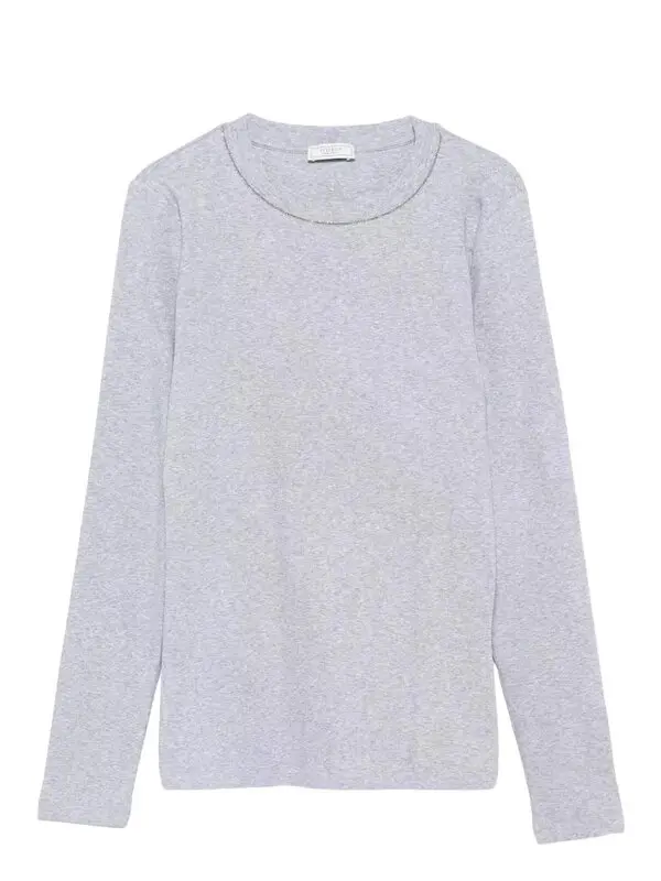 Peserico Embellished-neck Long-sleeve Top - Grey