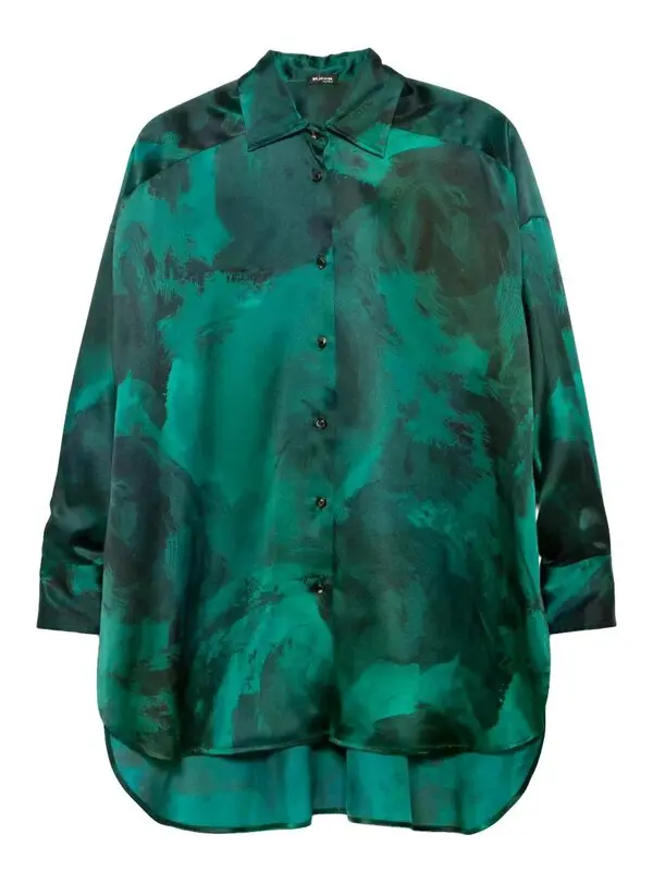 Kiton Printed Silk Shirt - Green