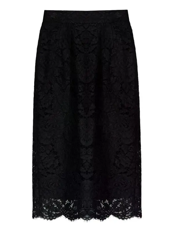 Dolce & Gabbana Dna Lace Scalloped-hem Midi Skirt - Black