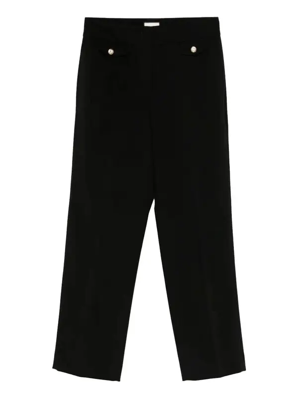 Seductive Button-detailed Straight-leg Trousers - Black