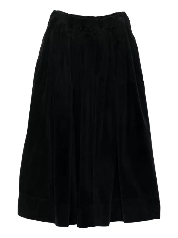 RICORRROBE Pleated Velvet A-line Skirt - Black