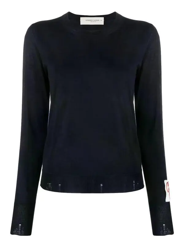 GOLDEN GOOSE Ribbed-trim Wool Sweater - Blue