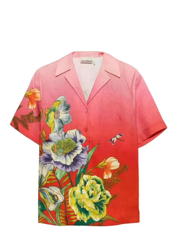 ALEMAIS Inez Floral-print Linen Shirt - Pink