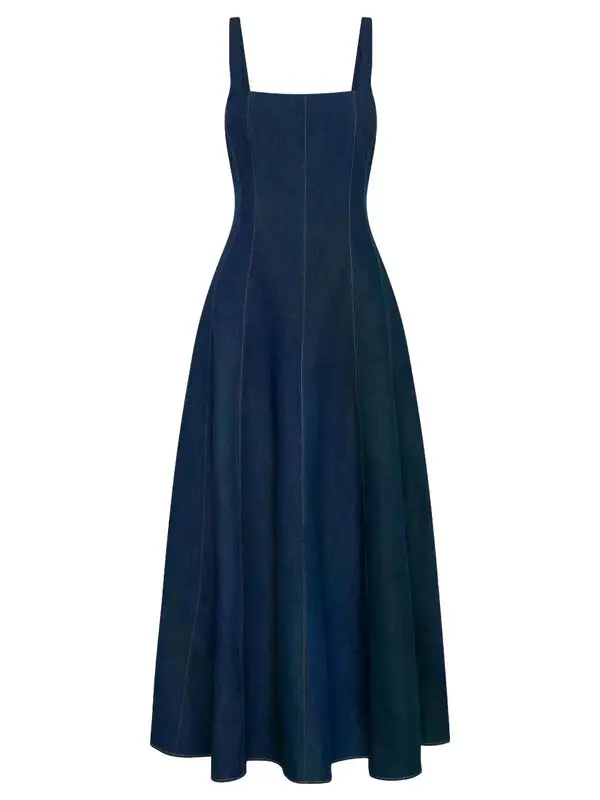 NICHOLAS Square-neck Denim Maxi Dress - Blue