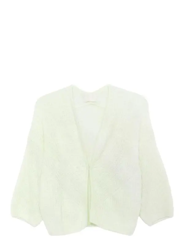Hemisphere Open-knit Cropped Cardigan - Green