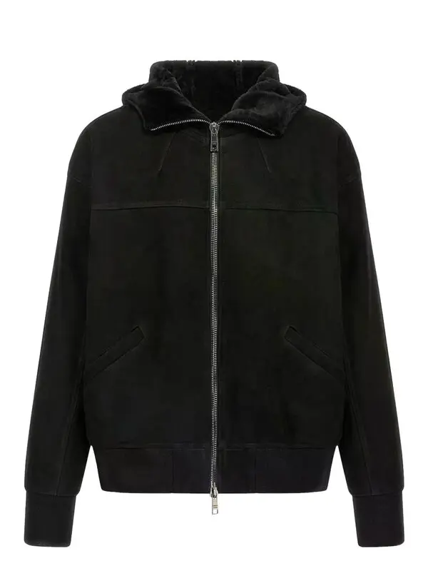 GIORGIO BRATO Hooded Leather Jacket - Black