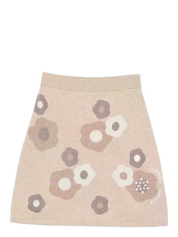 Kenzo Floral-pattern Knit Skirt - Neutrals