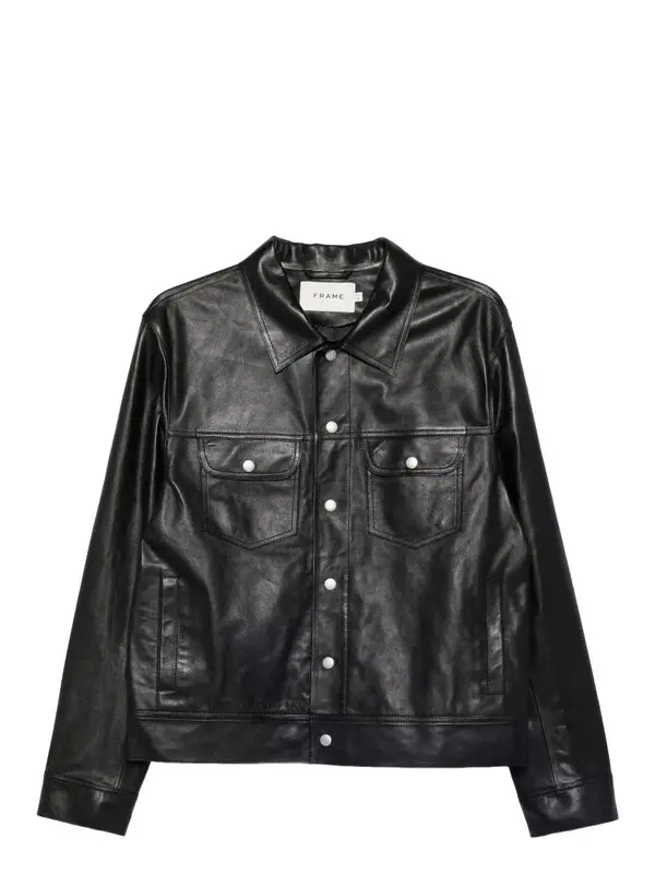 FRAME Button-fastening Leather Jacket - Black