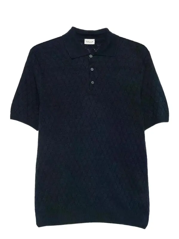 GALLIA Cotton-linen Polo Shirt - Blue