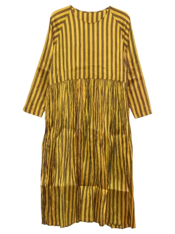 CHRISTIAN PEAU Striped Pleated Dress - Yellow