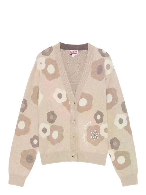 Kenzo Floral-print Button Cardigan - Neutrals