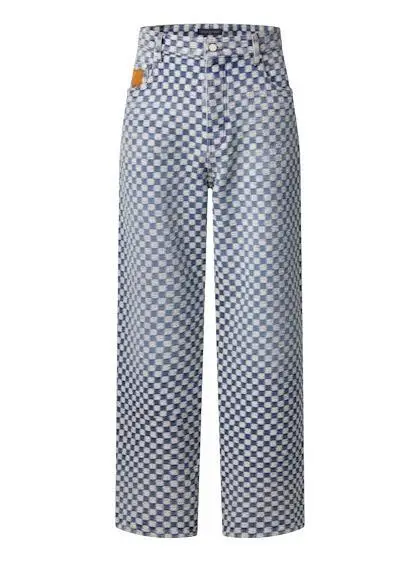 LOUIS VUITTON X Nigo Damier Wide-leg Jeans - Indigo