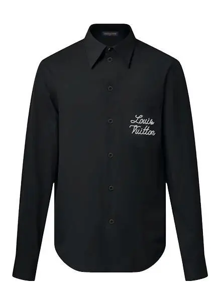 LOUIS VUITTON X Nigo Embroidered Signature Longsleeved Shirt - Black