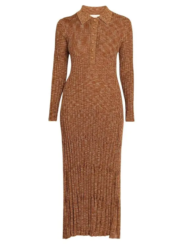 Zimmermann Long-sleeve Mouline Midi Shirtdress - Chocolate Multi