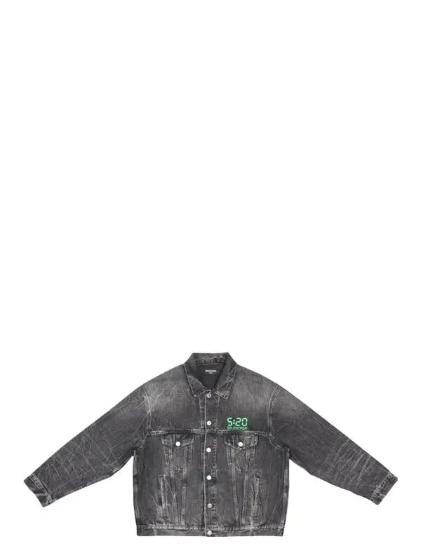 Balenciaga Large Fit Organic Japanese Denim Jacket - Noir/iceberg