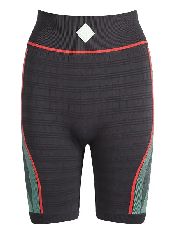 Casablanca Seamless Rib Stretch Bike Shorts - Black/mint