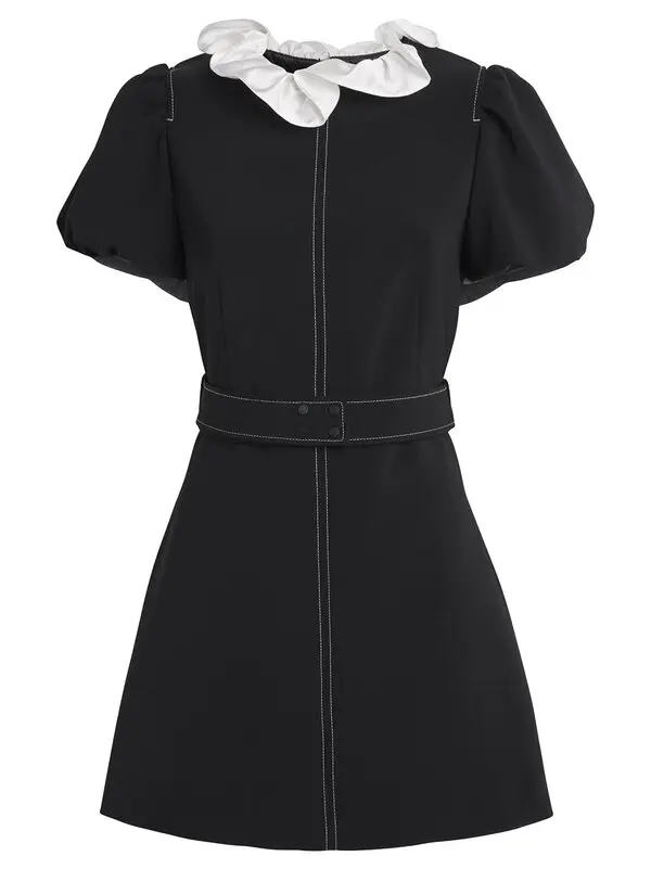 Claudie Pierlot Belted Ruffle-collar Mini Dress - Black