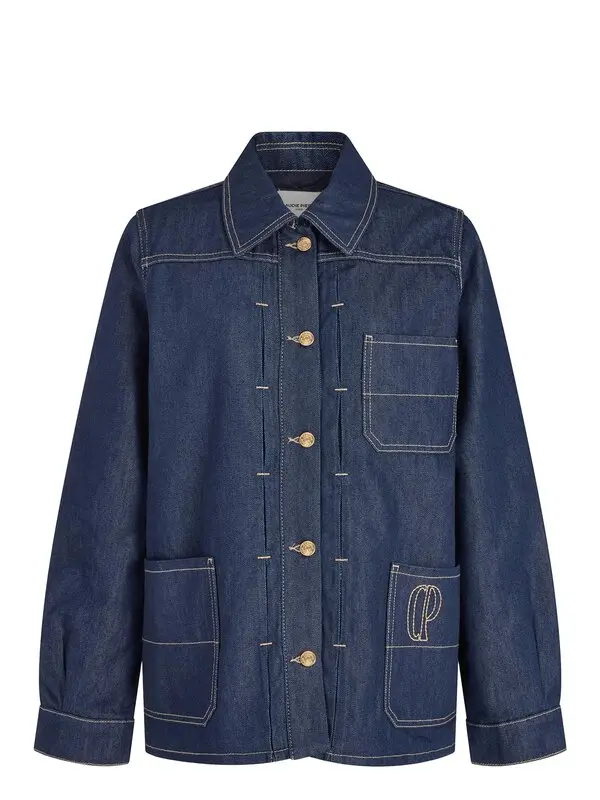 Claudie Pierlot Embroidered Logo Denim Jacket - Blue