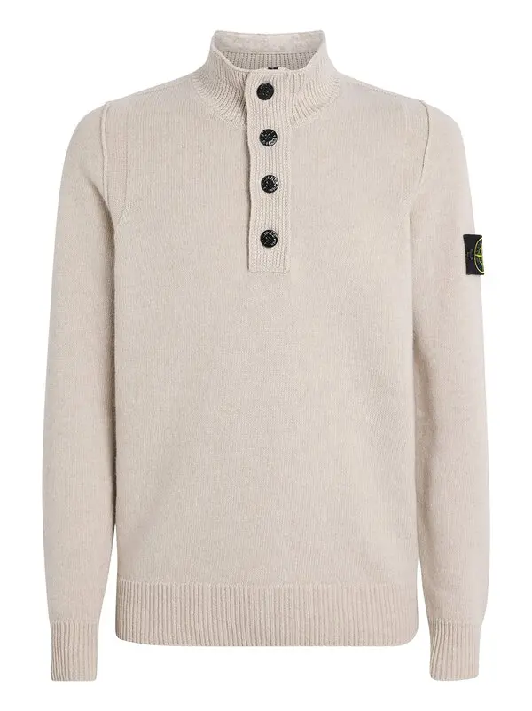 Stone Island Wool-blend Half-zip Sweater - Beige