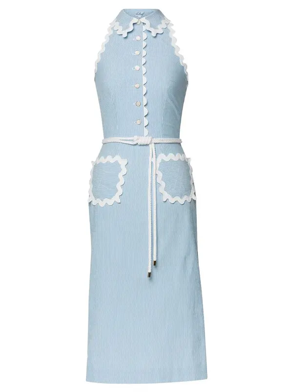 Lena Hoschek Twist Belted Midi Dress - Light Blue