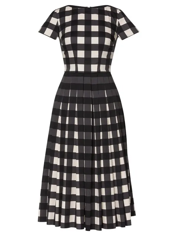 Lena Hoschek Gio Checkered Stretch-cotton Midi Dress - Black/white