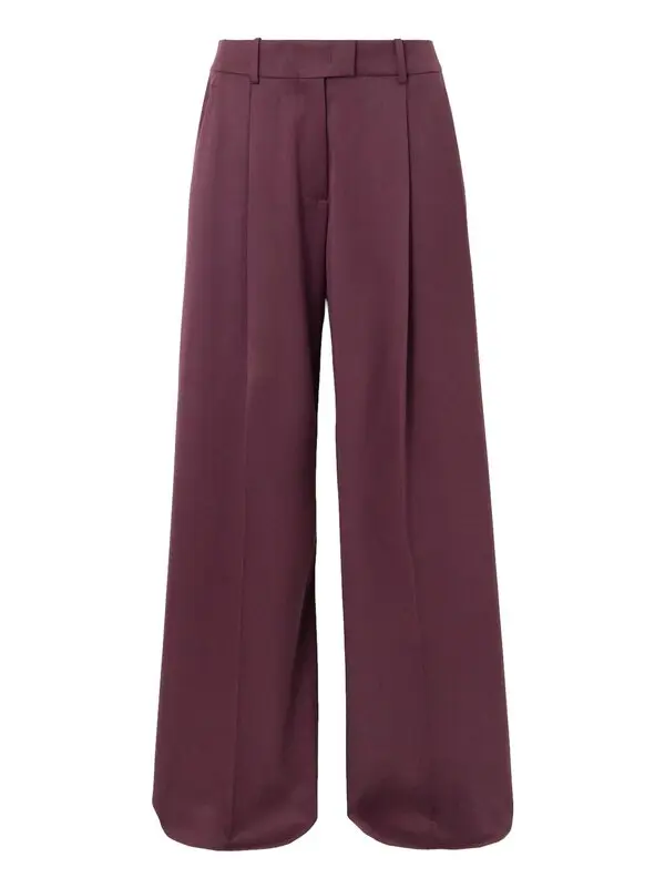 Another Tomorrow Wool-blend Wide-leg Trousers - Burgundy