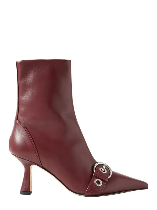 AeydĒ Halima Leather Ankle Boots - Burgundy