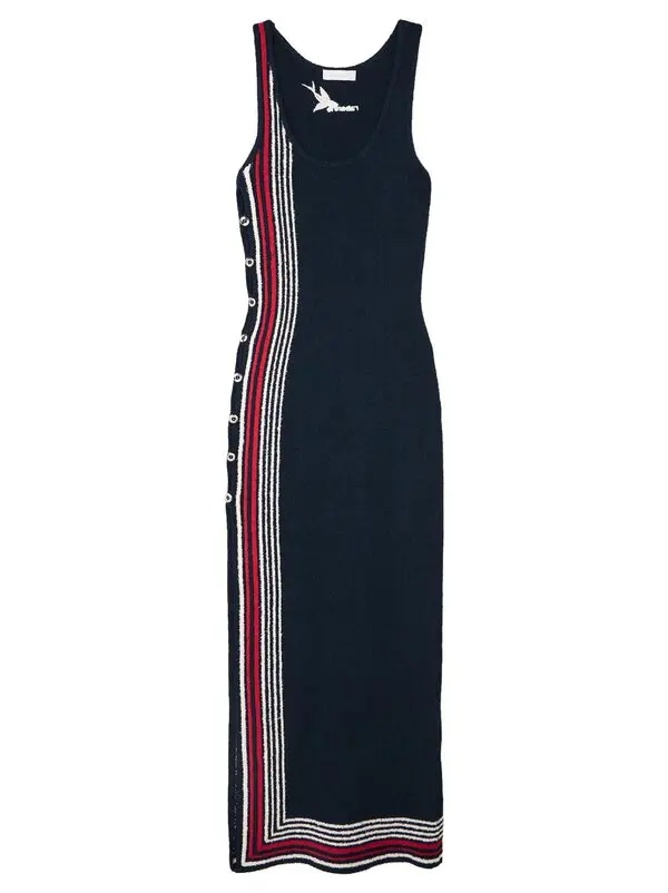 Rabanne Button-embellished Striped Maxi Dress - Blue