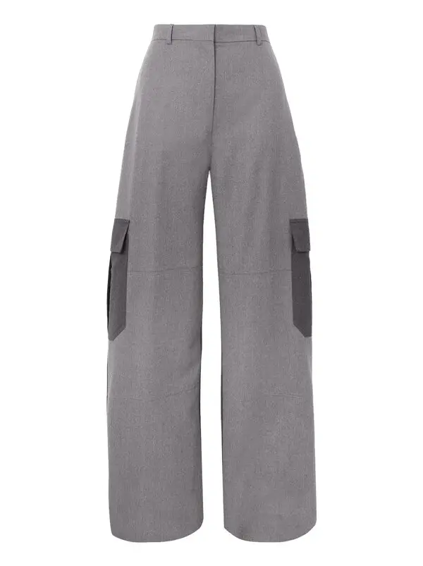 Stella McCartney Paneled Wool Wide-leg Pants - Gray