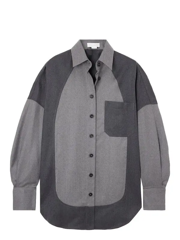 Stella McCartney Oversized Paneled Wool-twill Shirt - Gray