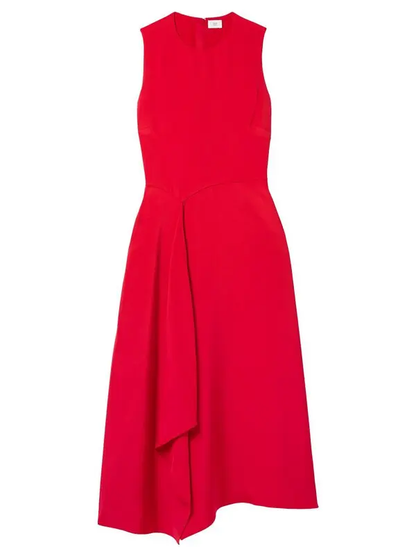 Adam Lippes Lynn Draped Silk-crepe Midi Dress - Red