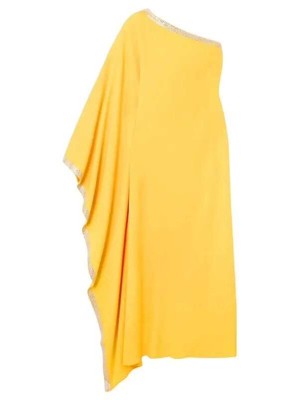 TALLER MARMO Betsy One-shoulder Swarovski Crystal-embellished Crepe Gown - Yellow
