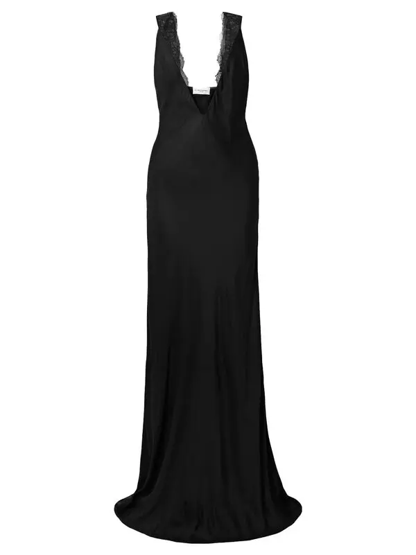 Brandon Maxwell The Malone Lace-trimmed Twill Gown - Black