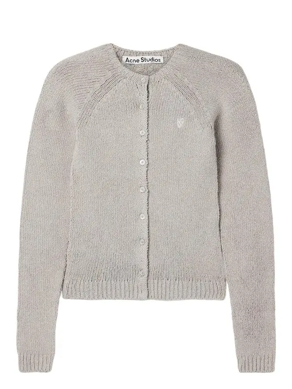 Acne Studios Embroidered Organic Cotton-blend Cardigan - Gray