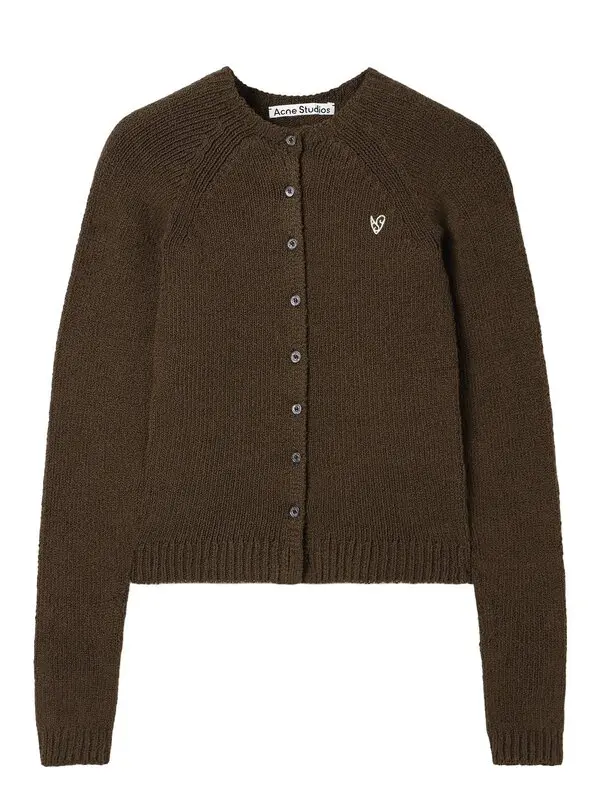 Acne Studios Embroidered Organic Cotton-blend Cardigan - Brown
