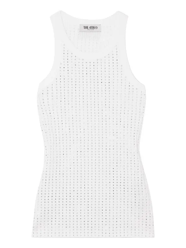 Attico Crystal-embellished Tank Top - White