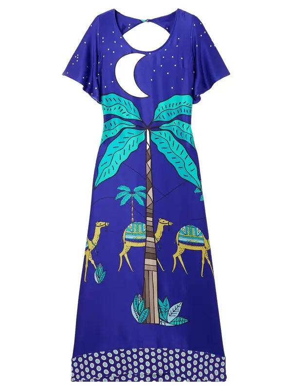 CRISTIANO MARCHELI Brigitte Printed Silk-satin Maxi Dress - Blue